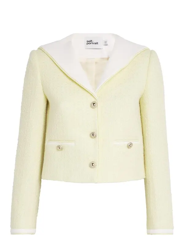 SELF-PORTRAIT Boucle Contrast-collar Jacket - Yellow