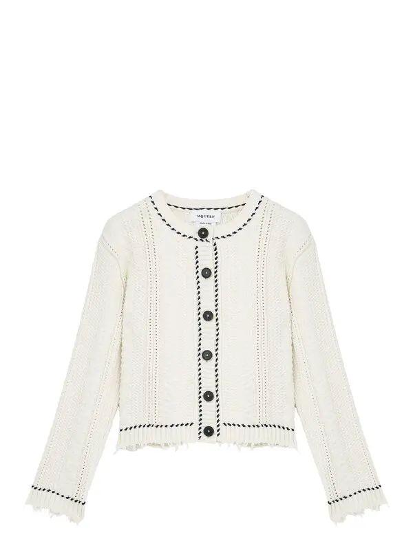Alexander McQueen Textured Frayed Cardigan - Ivory