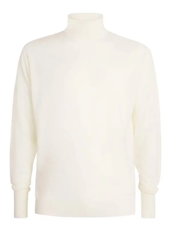 John Smedley Extra Fine Merino Richards Rollneck Sweater - White