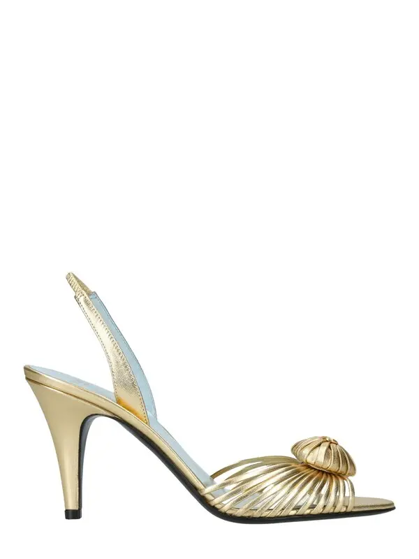Valentino Garavani Leather Royal Slingback Heels - Gold
