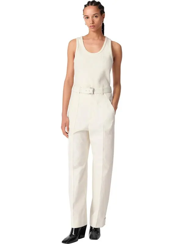 Bottega Veneta Cotton Twill Belted Pants - Frosting