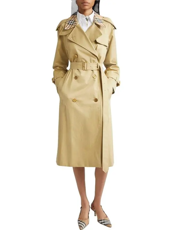 Burberry Castleford Check Collar Gabardine Trench Coat - Hamper