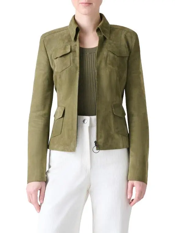 Akris Fitted Suede Jacket - Khaki