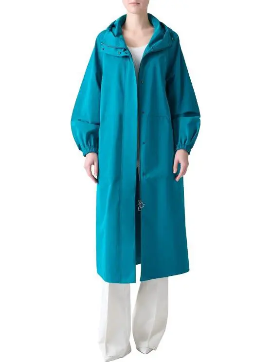 Akris Zachary Water Repellent Hooded Long Parka - Laguna Blue