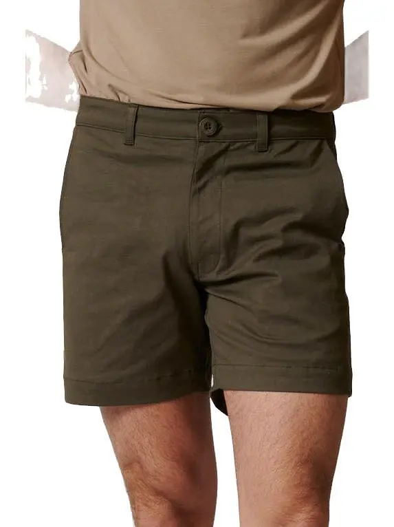 LEISURE LAB Stretch Cotton Chino Shorts - Martini Olive