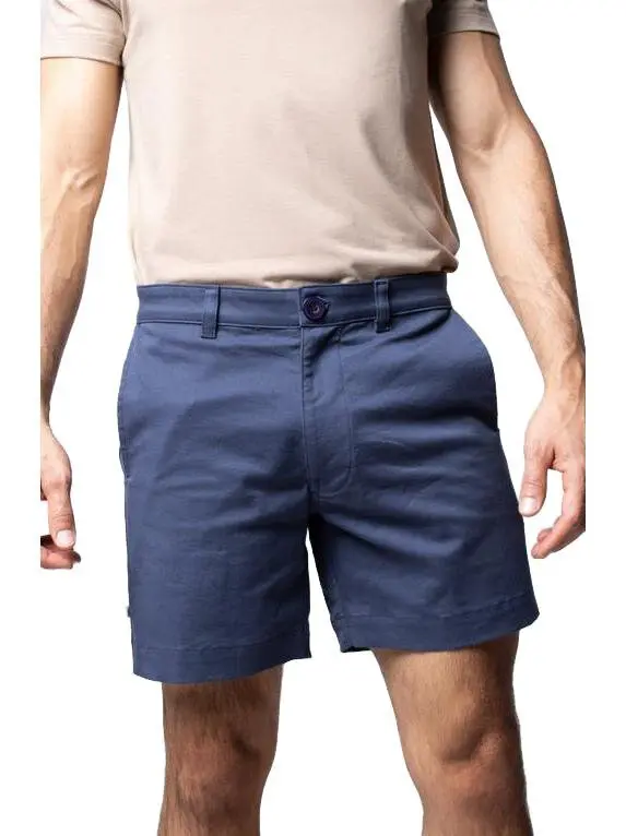 LEISURE LAB Stretch Cotton Chino Shorts - Navy Neat