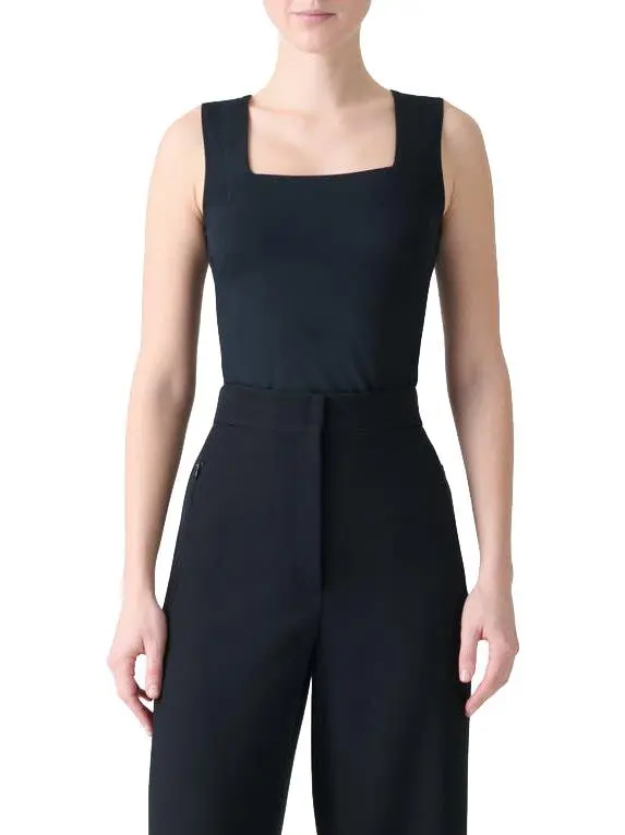 Akris Square Neck Stretch Modal Tank - Black