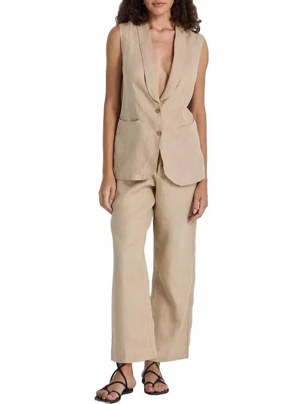 REISTOR Wide-leg Hemp Pants - Neutral Beige