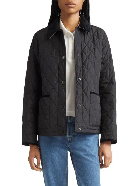 Burberry Quilted Nylon Barn Jacket - Black/ Sand Ip Check