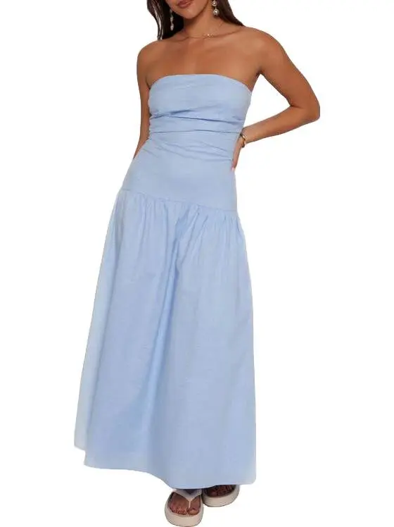 PETAL & PUP Strapless Maxi Dress - Cornflower