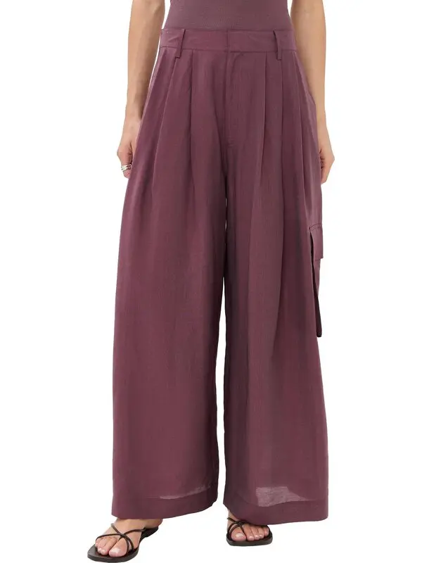 Tibi Silk Voile Cargo Pleat Pants - Light Mulberry