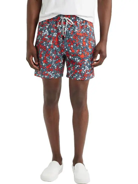 DARK SEAS Stretch Drawstring Shorts - Navy/red