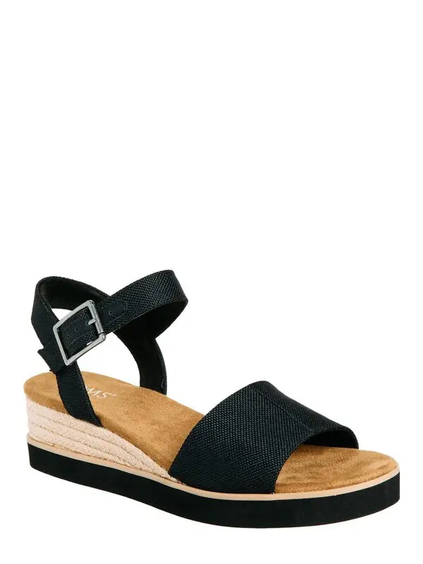Toms Diana Platform Wedge Sandal - Black Canvas