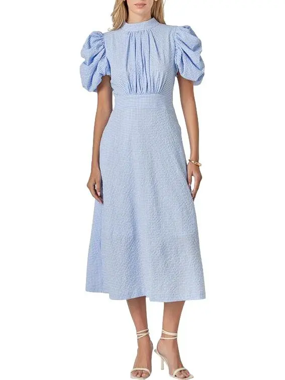 English Factory Open Back Puff Sleeve Maxi Dress - Powder Blue