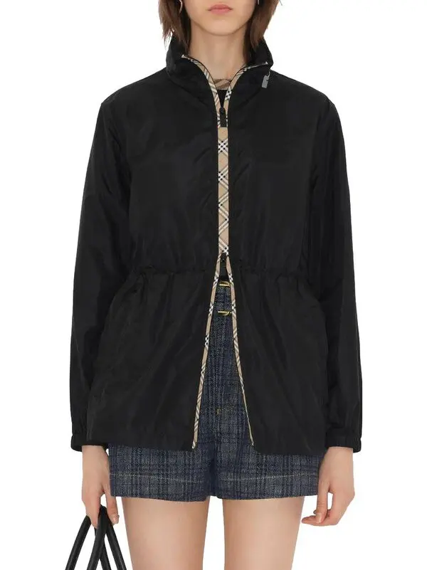 Burberry Check Trim Nylon Parka - Black