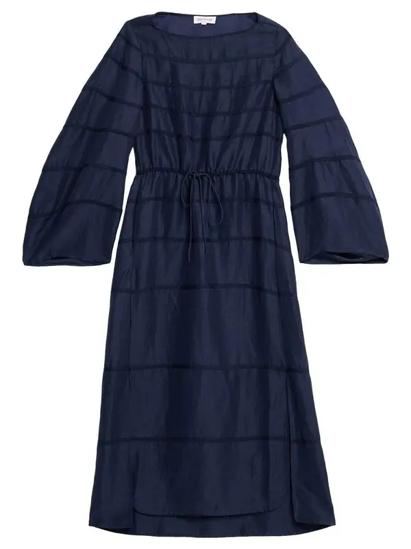 Rosie Assoulin Ribbon Striped Midi Caftan Dress - Navy