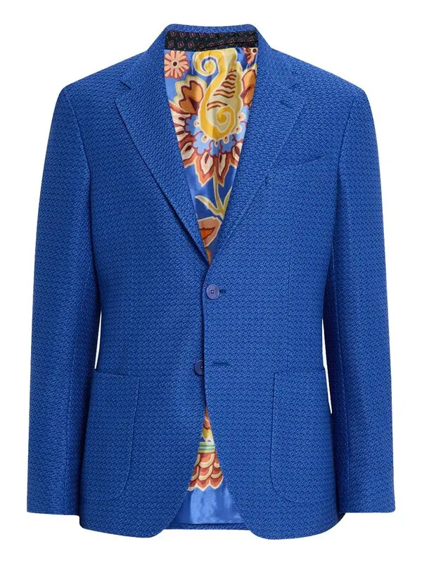 Etro Cotton Jacquard Two-button Sport Coat - Multicolour On Pale