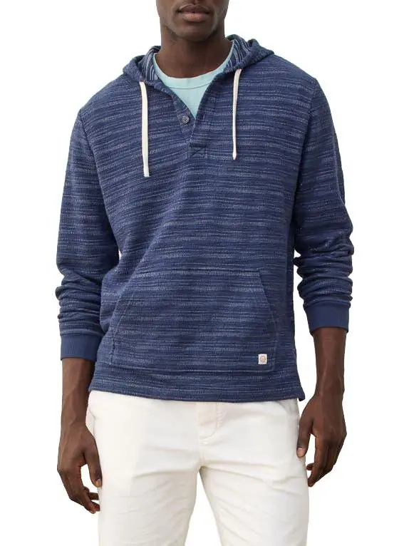 Marine Layer Portola Stripe Slub Cotton Blend Beach Hoodie - Navy/ Natural Stripe