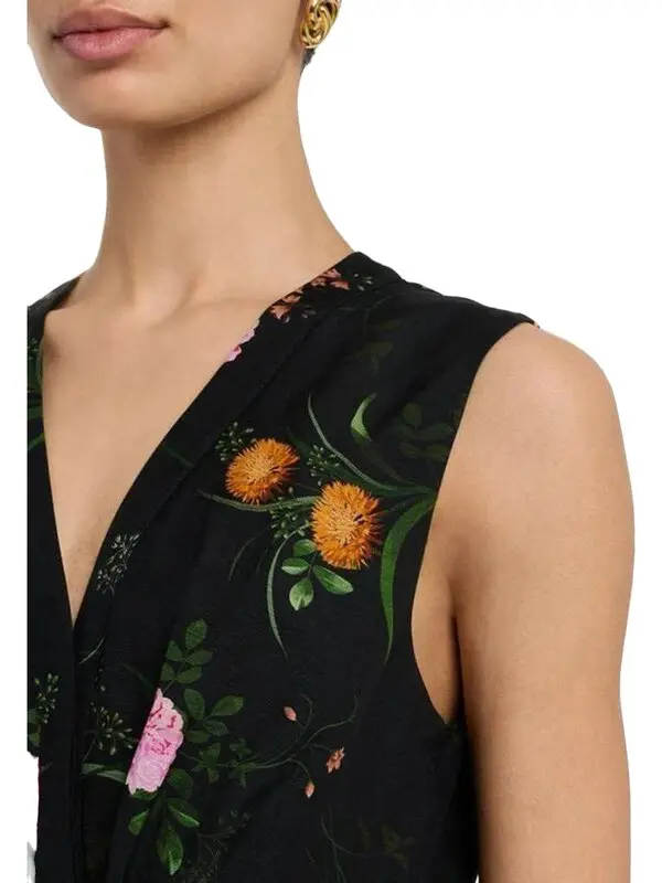 Kobi Halperin Violet Tiered Floral-print Midi Dress - Black