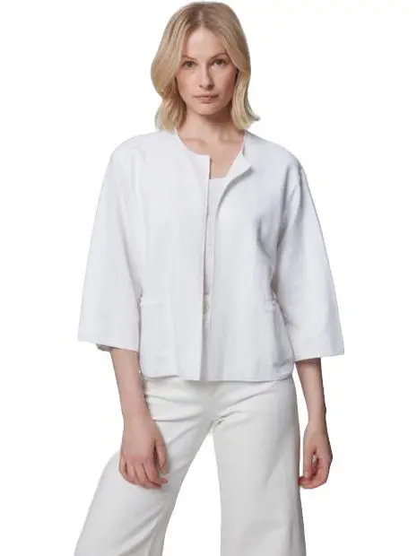 Majestic Filatures Linen Open Cardigan Jacket - Blanc