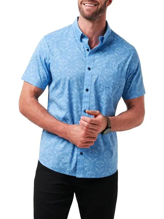 Travis Mathew Canopy Breeze Floral Short Sleeve Stretch Cotton Blend Button-up Shirt - Pacific Coast