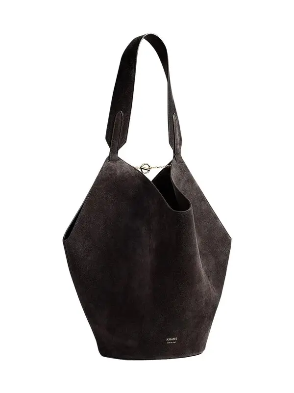 Khaite Lotus Small Suede Tote Bag - Dark Brown