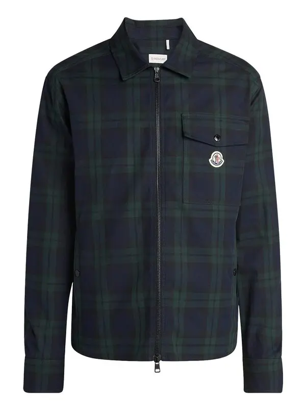 Moncler Plaid Full-zip Shirt Jacket - Black