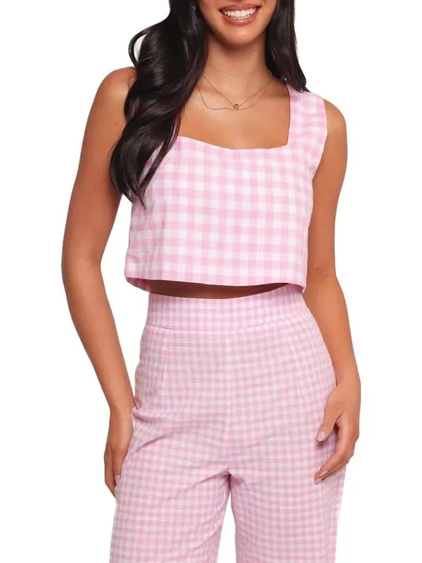 PETAL & PUP Devlin Check Crop Tank - Pink Gingham
