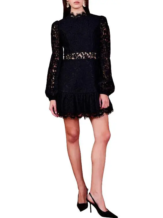 Endless Rose Lace Cutout Long Sleeve Minidress - Black