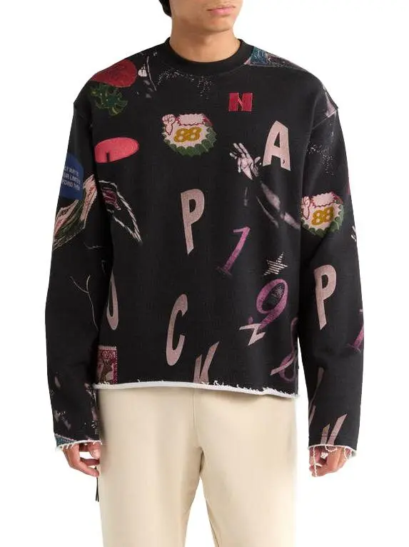HONOR THE GIFT Collage Graphic Cotton Crewneck Sweatshirt - Black