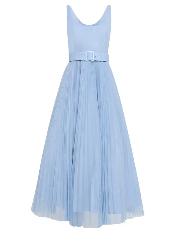 HUTCH Effy Sleeveless Pleated Tulle Maxi Dress - Peri