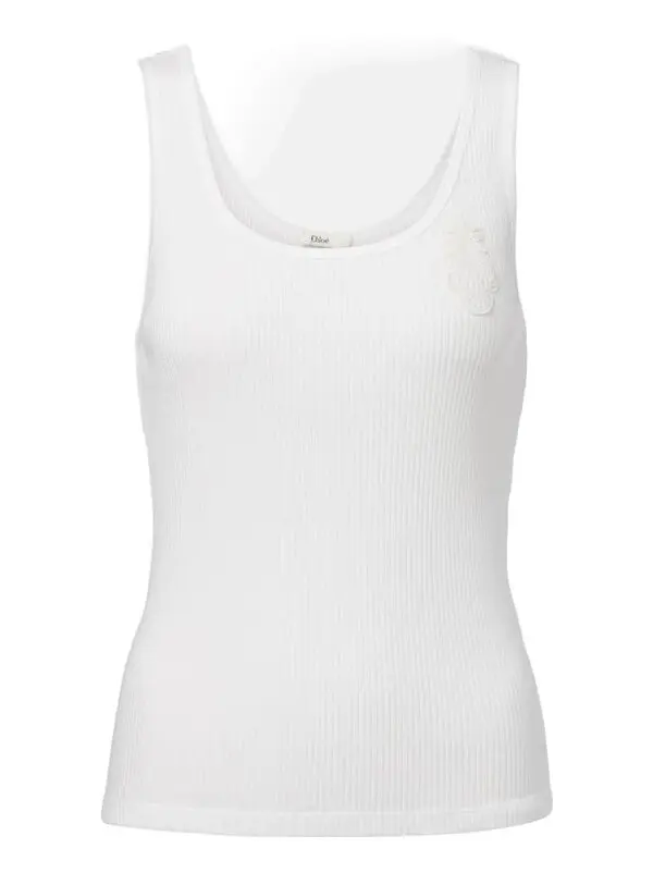 Chloé Logo Cotton Jersey Tank Top - White