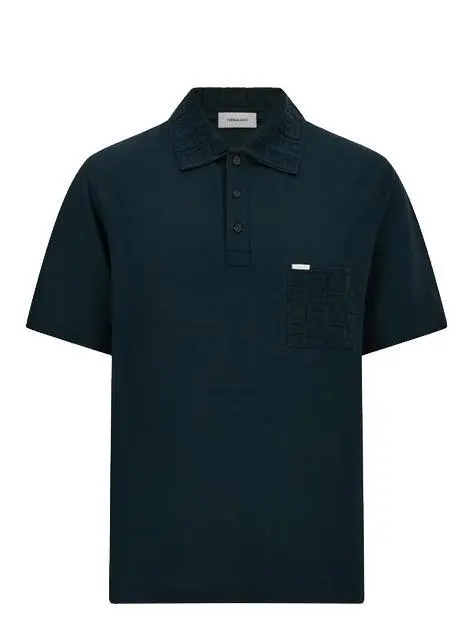 FERRAGAMO V-neck Polo With Jacquard Pocket Detail - Natural