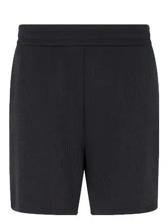 Emporio Armani Lyocell-blend Jacquard Jersey Bermuda Shorts - Navy