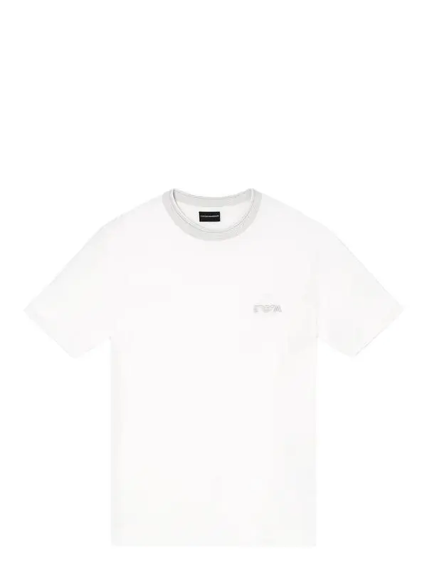 Emporio Armani Asv Piqué T-shirt With Super-embossed Ea Embroidery - White