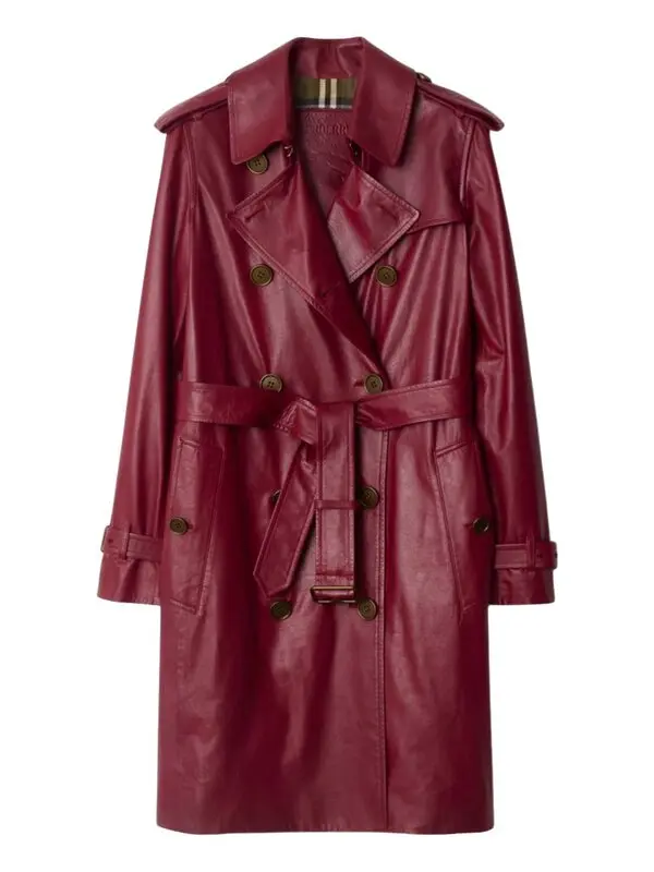 Burberry Mid-length Leather Kensington Trench Coat - Ripple
