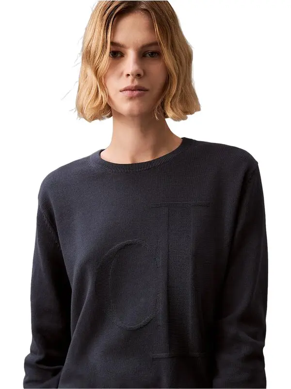 Calvin Klein Relaxed Monogram Crewneck Sweater - Ink