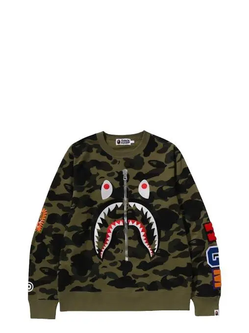 BAPE 1st Camo Shark Crewneck Sweatshirt - Green