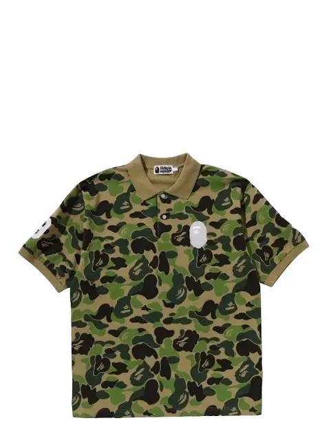 A BATHING APE Abc Camo Large Ape Head Polo Shirt - Green