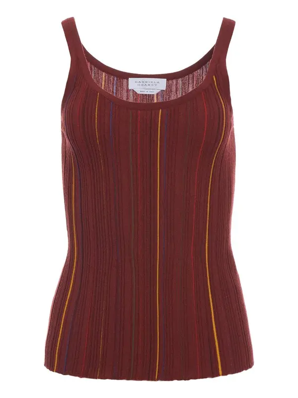 Gabriela Hearst Yara Pinstripe Knit Tank Top In Merino Wool - Burnt Sienna