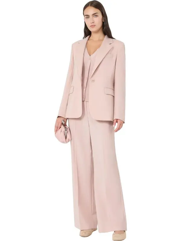 Max Mara Single-breasted Natural Stretch Wool Blazer - Powder