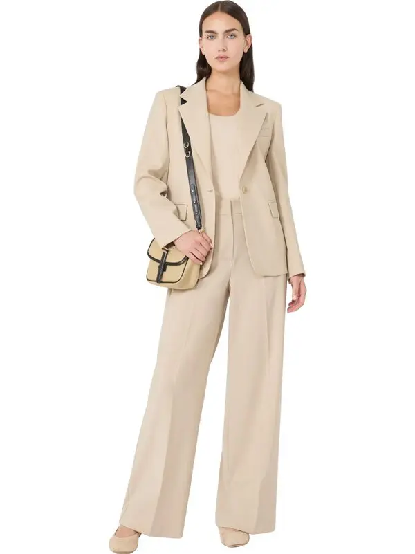 Max Mara Single-breasted Natural Stretch Wool Blazer - Beige