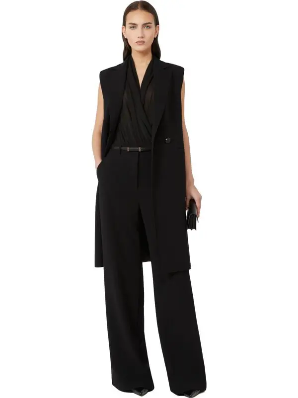 Max Mara Wide Cady Trousers With Belt - Black