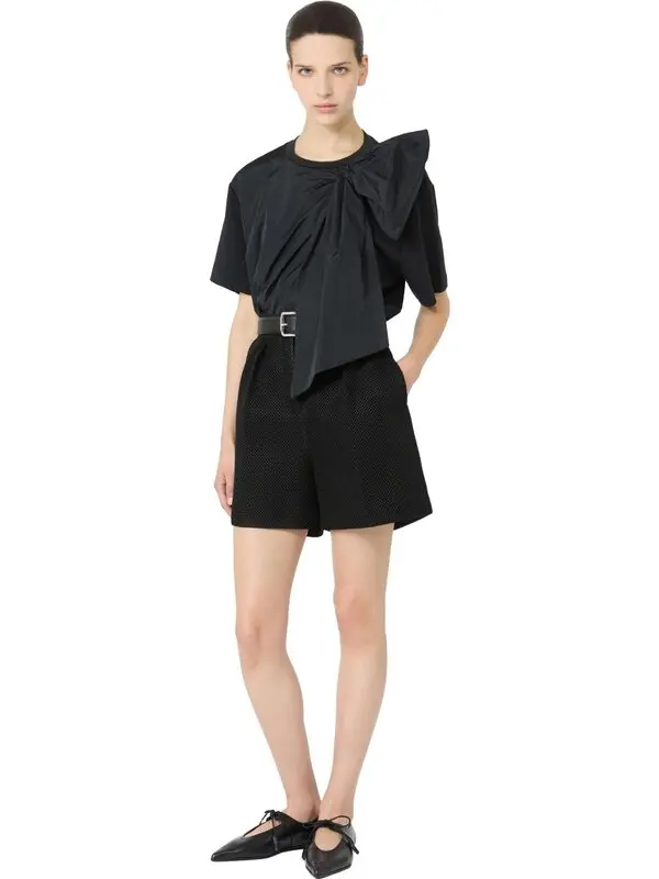 Max Mara Jersey T-shirt With Bow Detail - Black