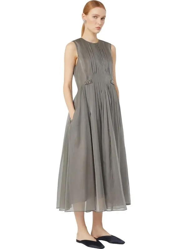 Max Mara Silk-blend Organza Midi Dress - Dark Grey