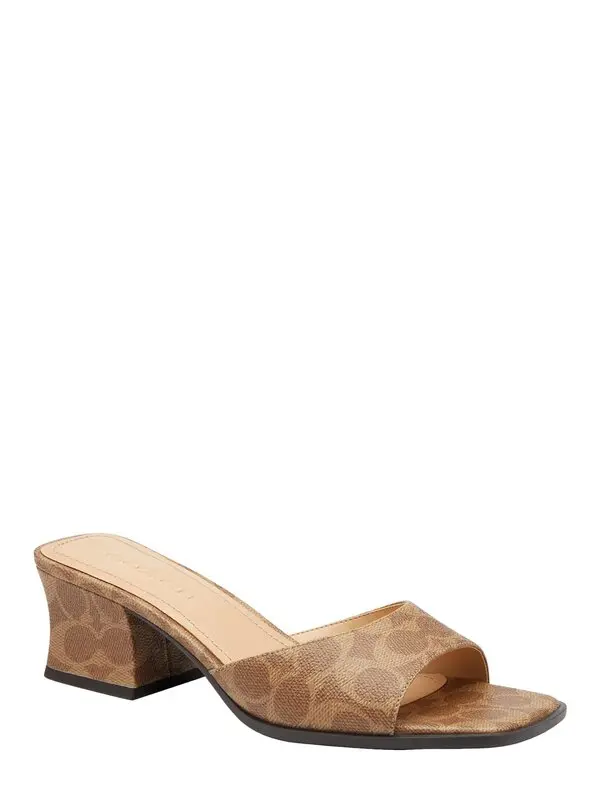 Coach Signature Canvas Block Heel Sandal - Tan