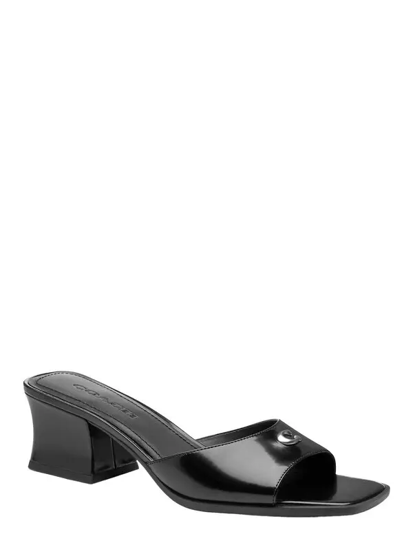 Coach Sculpted C Block Heel Sandals - Black