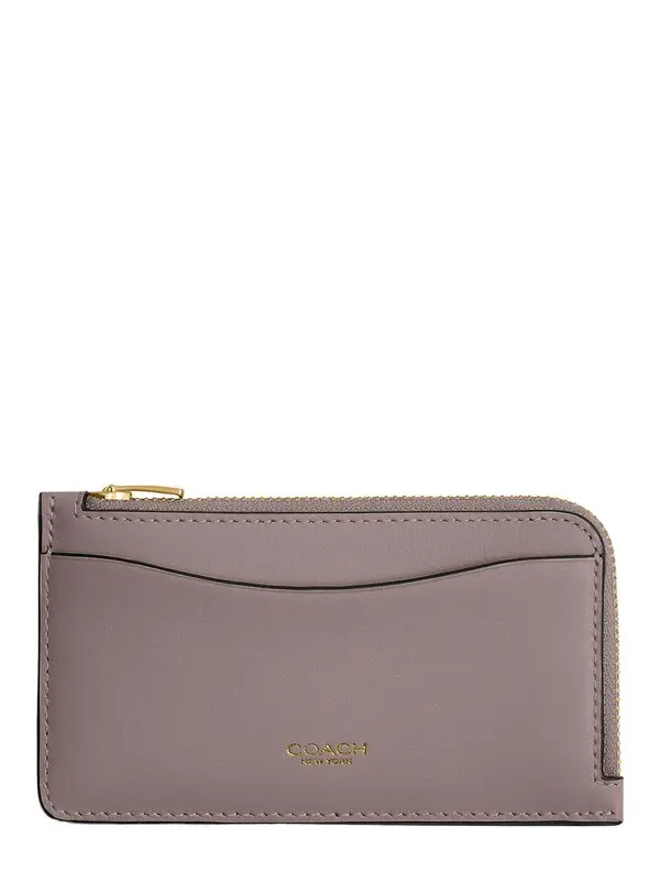 COACH Zip Card Case In Colorblock - Brass/ash Multi