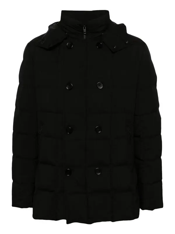 FAY Double-breasted Padded Bomber Jacket - Black