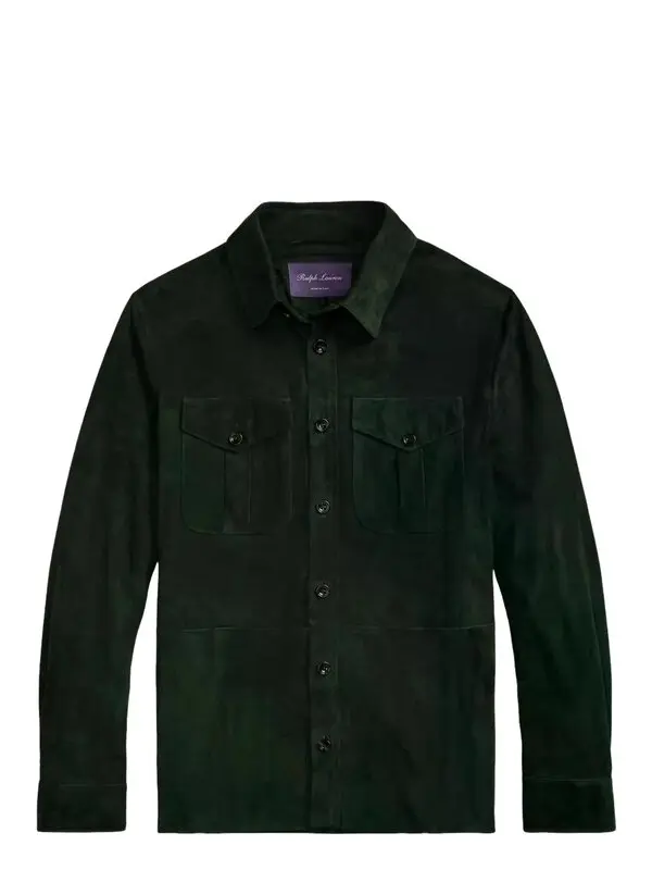 Ralph Lauren Purple Label Suede Shirt Jacket - Green